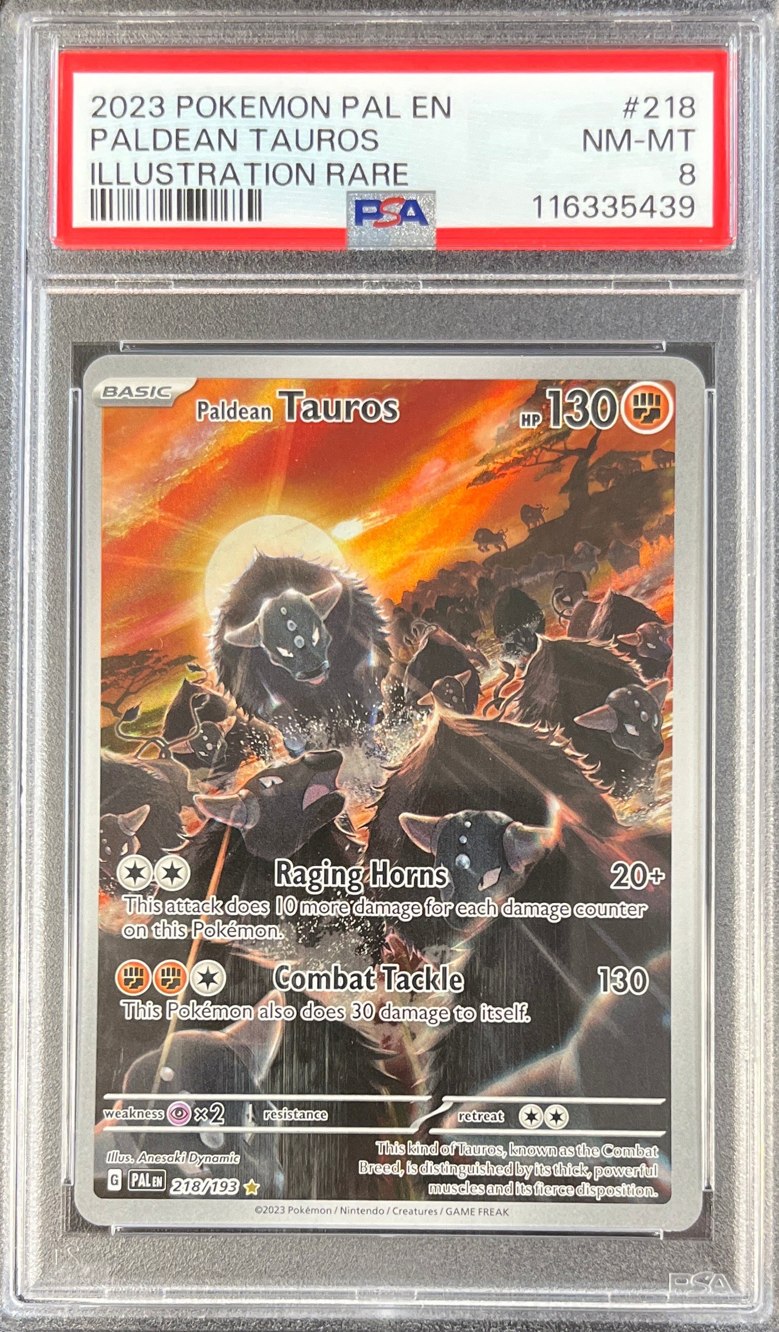 2023 Pokémon Pal En Paldean Taurus Illustration Rare PSA 8
